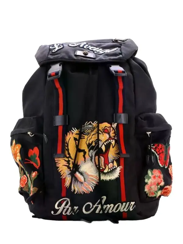 Gucci Embroidered Techno Canvas Techpack Backpack - Black