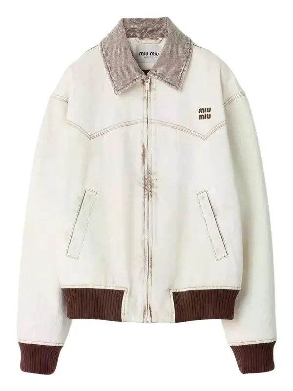 Miu Miu Oversized Zip-up Jacket - Neutrals