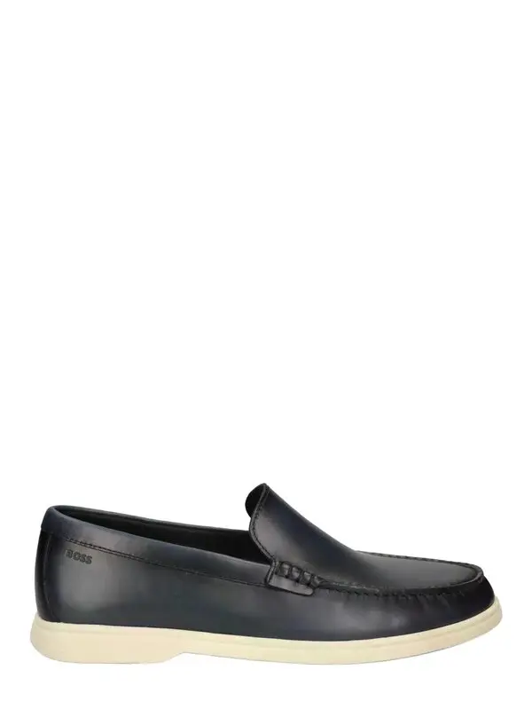 BOSS Stitched Leather Loafers - Blue