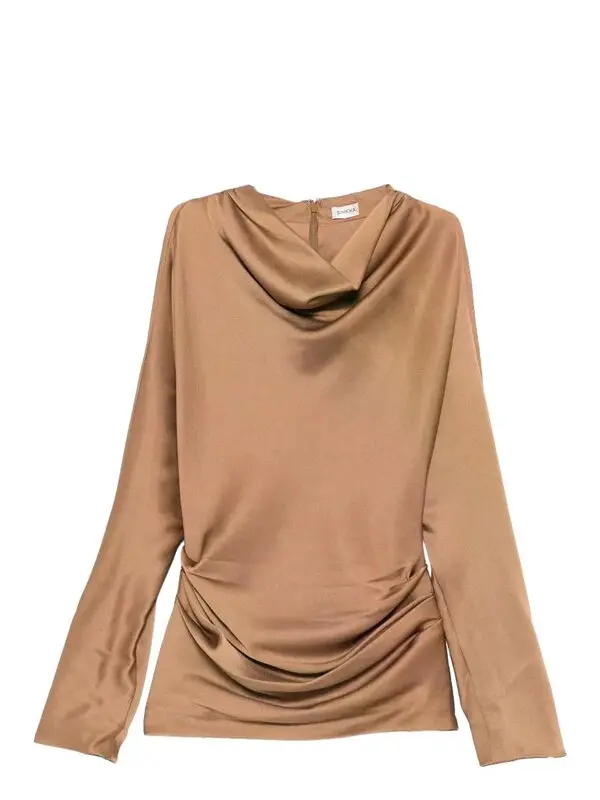 Simkhai Victoria Draped Cowl-neck Top - Brown