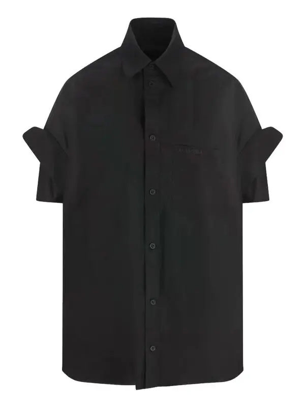 Balenciaga Embroidered Button-up Shirt - Black