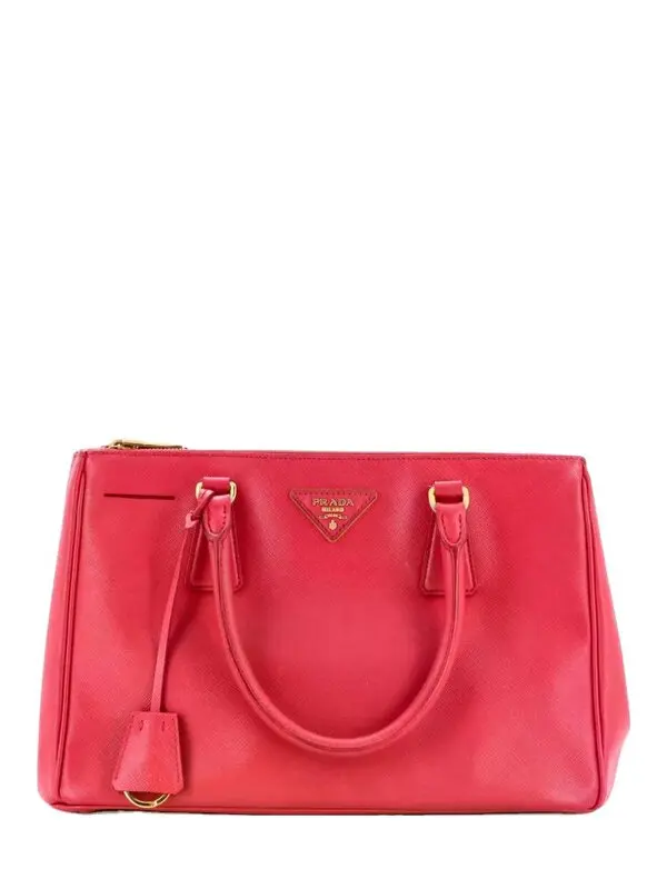 Prada Double Zip Lux Saffiano Leather Small Tote - Pink