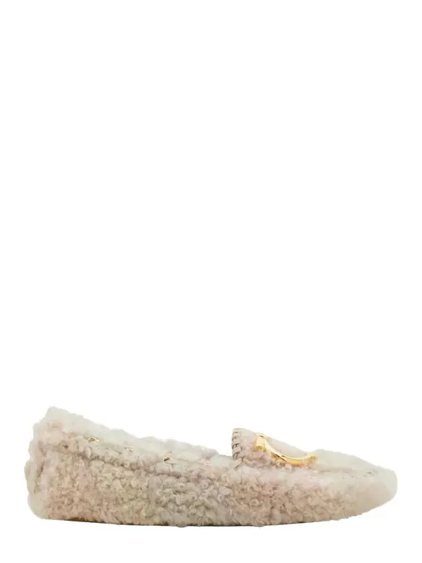 FERRAGAMO Gancini Shearling Loafers - Neutrals