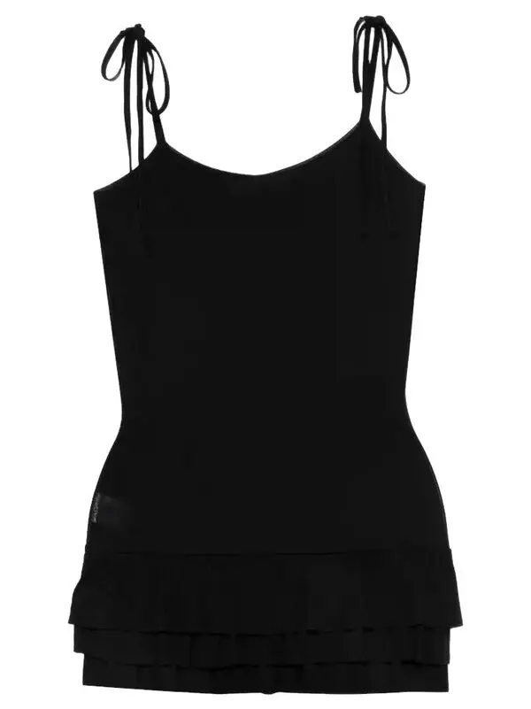 Gimaguas Tie-shoulder Ruffled Mini Dress - Black