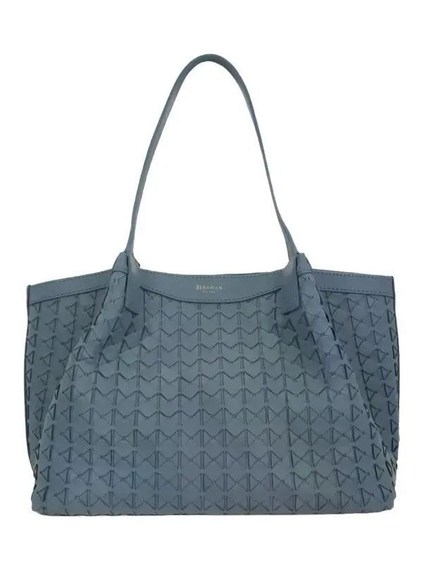 SERAPIAN Small Leather Tote Bag - Blue