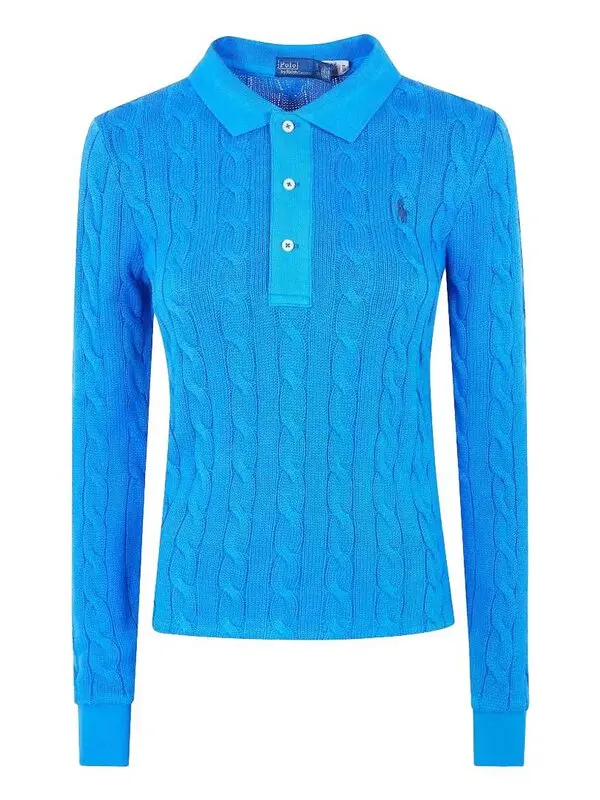Polo Ralph Lauren Cable-knit Polo Shirt - Blue