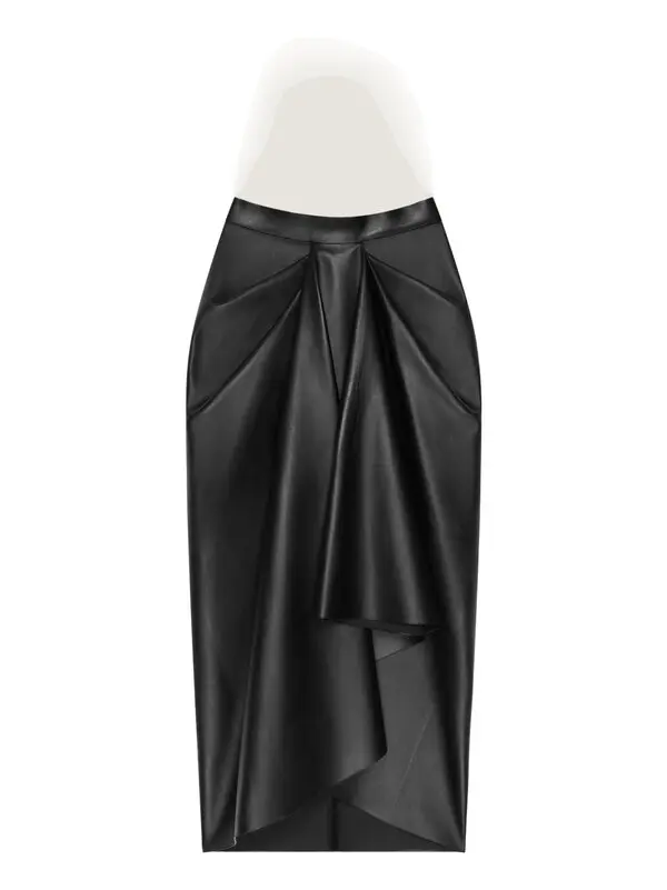 Givenchy Draped Nappa Leather Midi Skirt - Black
