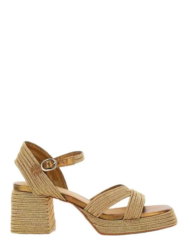 CastaÑer Vallita Woven Ankle-strap Sandals - Gold