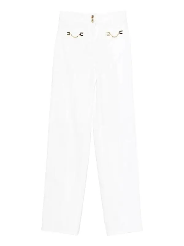 Elisabetta Franchi Chain-detail Straight Leg Jeans - White