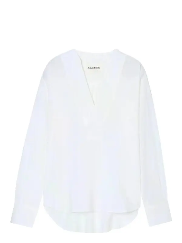 Closed V-neck Shirt - White