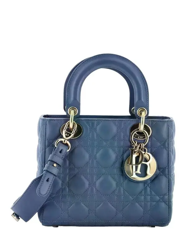 Dior Lady Cannage Quilt Lambskin Crossbody Bag - Blue