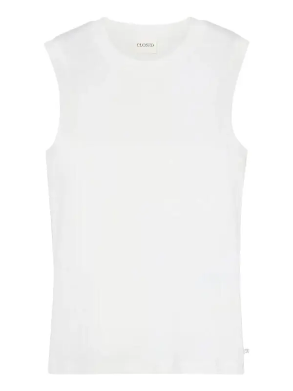 Closed Sleeveless Crewneck Top - White