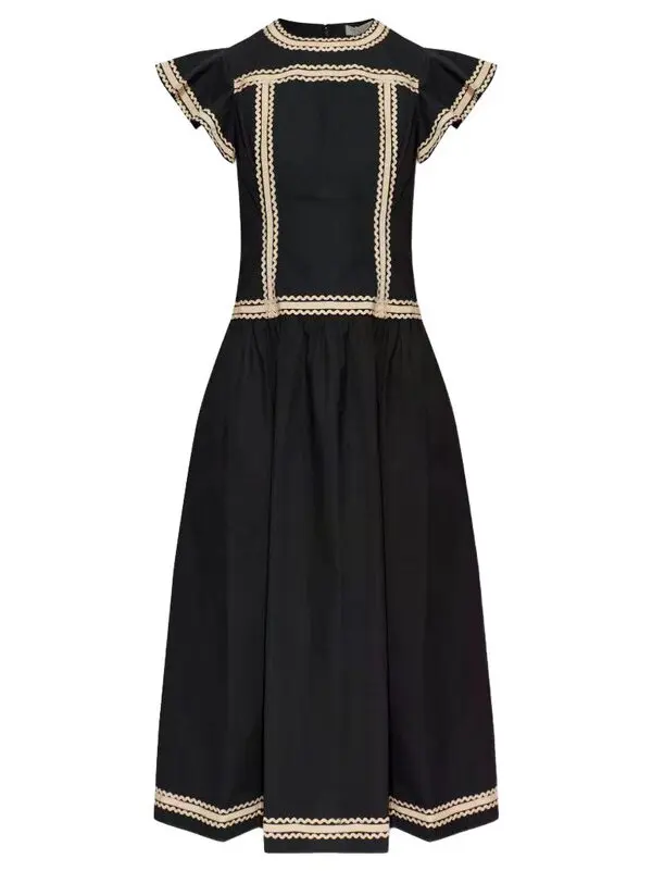 Ulla Johnson Ruffled-trim Midi Dress - Black