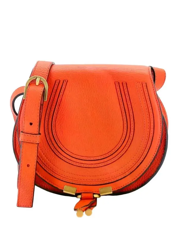 Chloé Marcie Leather Small Crossbody Bag - Orange