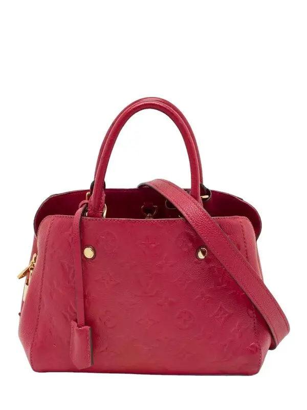 LOUIS VUITTON 2015 Montaigne Monogram Leather Tote Bag - Pink