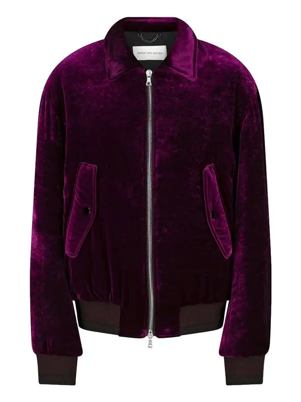 Dries Van Noten Venlo Velvet Bomber Jacket - Black