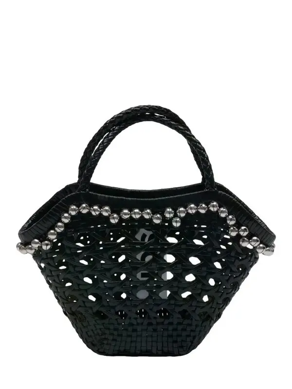 OSOI Lip Braided-handle Embellished Tote Bag - Black