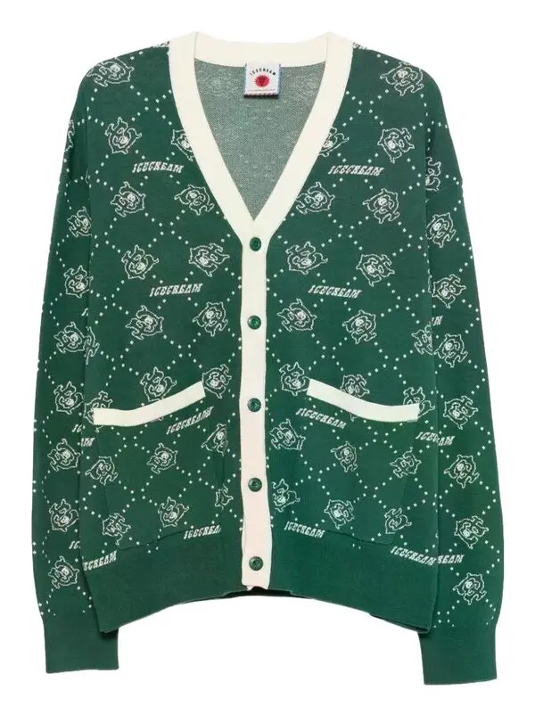 ICECREAM Logo-pattern Cardigan - Green