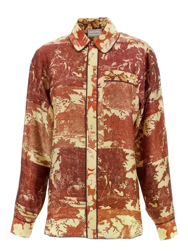 PIERRE-LOUIS MASCIA Abstract-print Shirt - Brown