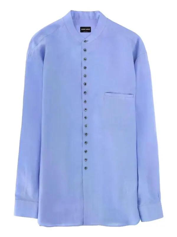 Giorgio Armani Buttoned Chest-pocket Shirt - Blue