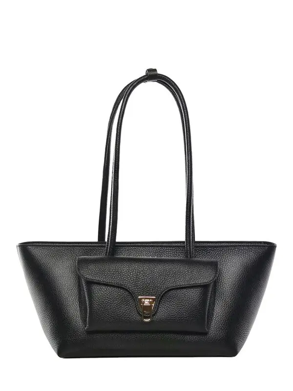 COCCINELLE Leather Tote Bag With Flap Detail - Black