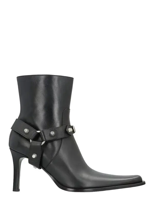 Balenciaga Pointed-toe Boots With Studded Strap - Black