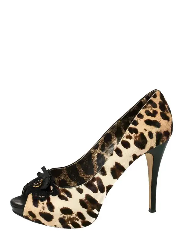 Dolce & Gabbana Leopard-print Peep-toe Pumps - Neutrals