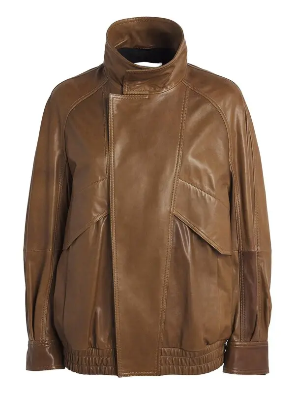 Nour Hammour Ariste Leather Biker Jacket - Brown