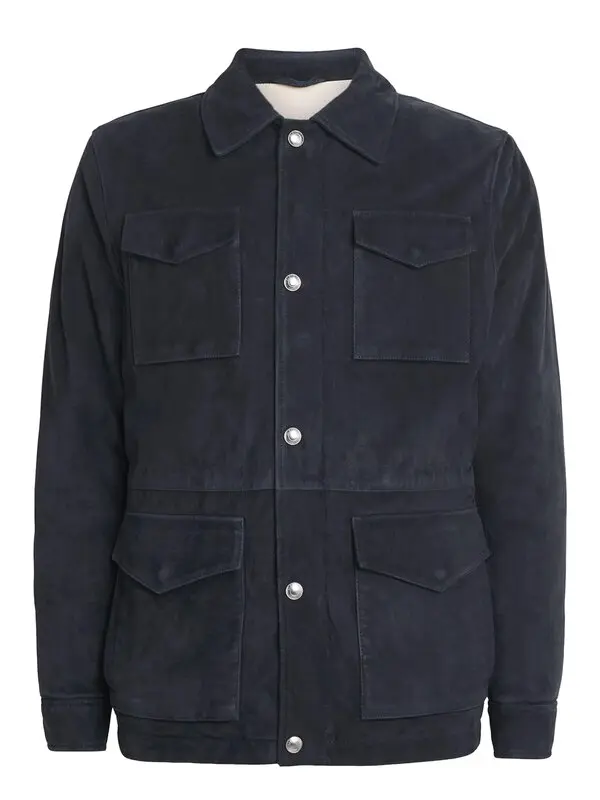 Eleventy Suede Field Jacket - Blue