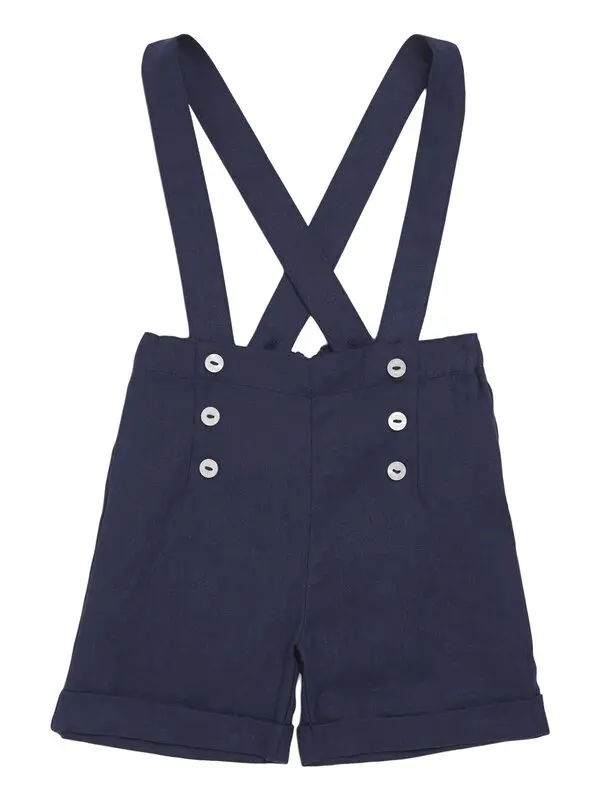 TARTINE ET CHOCOLAT Linen Chino Shorts With Bracers - Navy