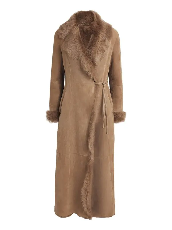 Nour Hammour Toscana Shearling Joni Overcoat - Brown