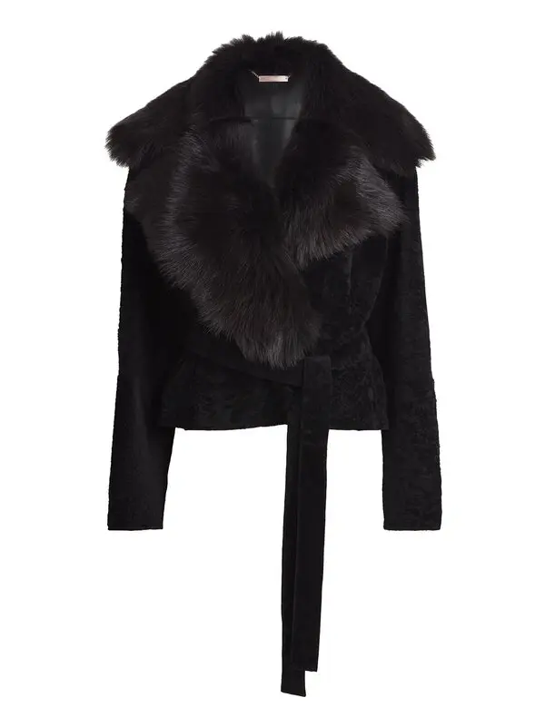 Nour Hammour Lambskin Shearling Renata Jacket - Black