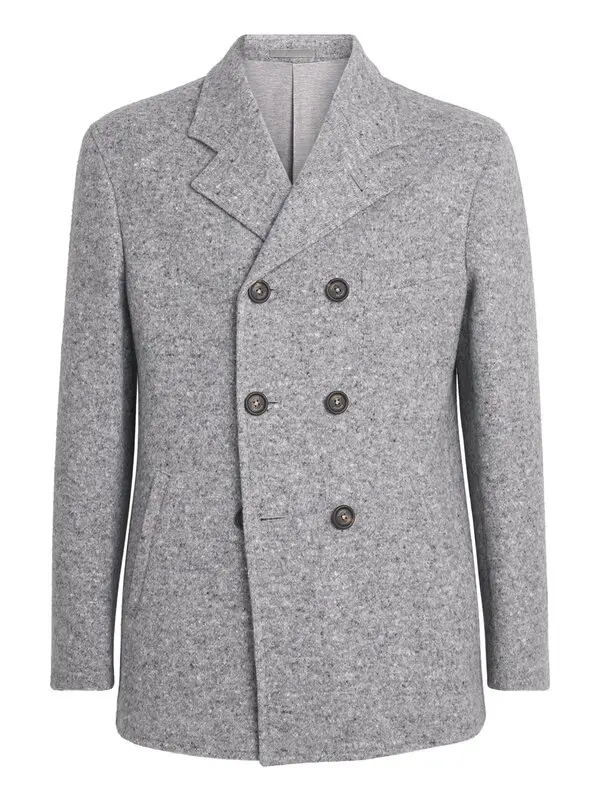 Eleventy Wool-cashmere Double-breasted Blazer - Grey