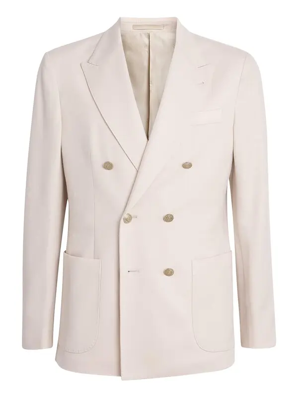 Eleventy Wool Double-breasted Blazer - Beige