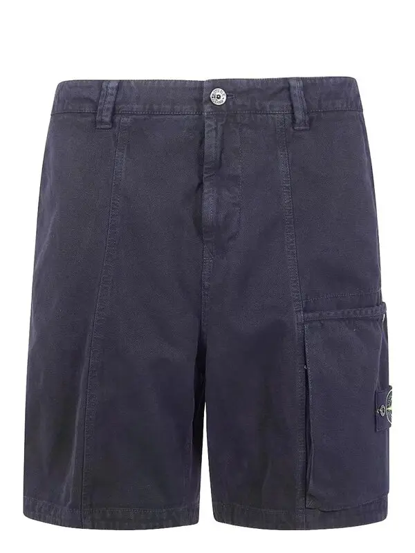 Stone Island Cargo-pocket Cotton Shorts - Blue