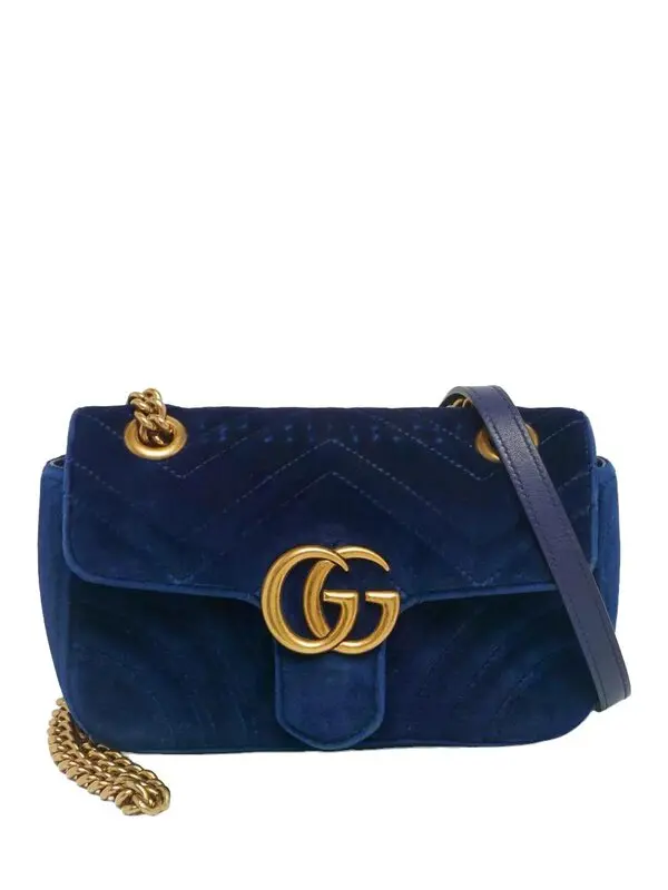 Gucci Mini Marmont Velvet Crossbody Bag - Blue