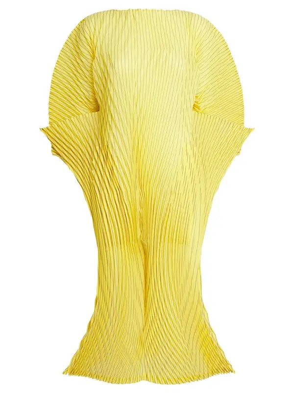Issey Miyake Machine Pleats Stripe Dress - Yellow