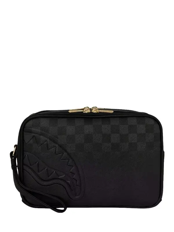 SPRAYGROUND Spritz Checkered Embossed Wash Bag - Black