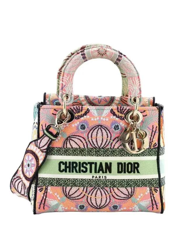 Dior Lady D-lite Embroidered Canvas Satchel Medium - Multicolour