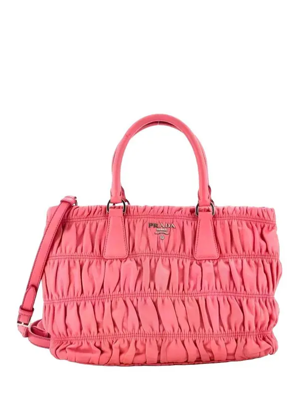 Prada Gaufre Convertible Satchel Nappa Leather Small Tote - Pink