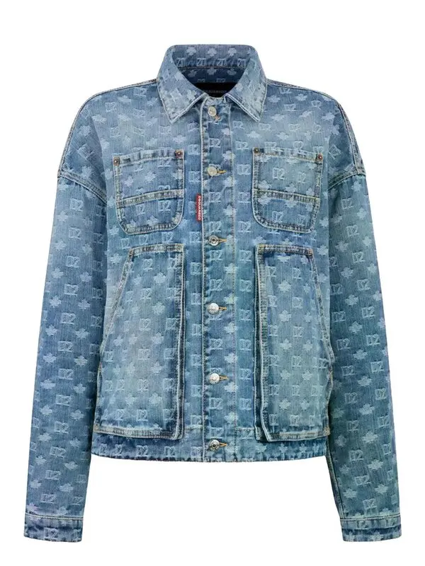 Dsquared2 Buttoned Graphic Jean Jacket - Blue