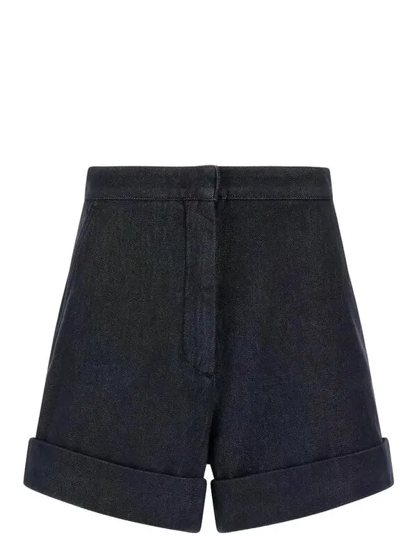 Max Mara Denim Effect Cuffed Shorts - Blue
