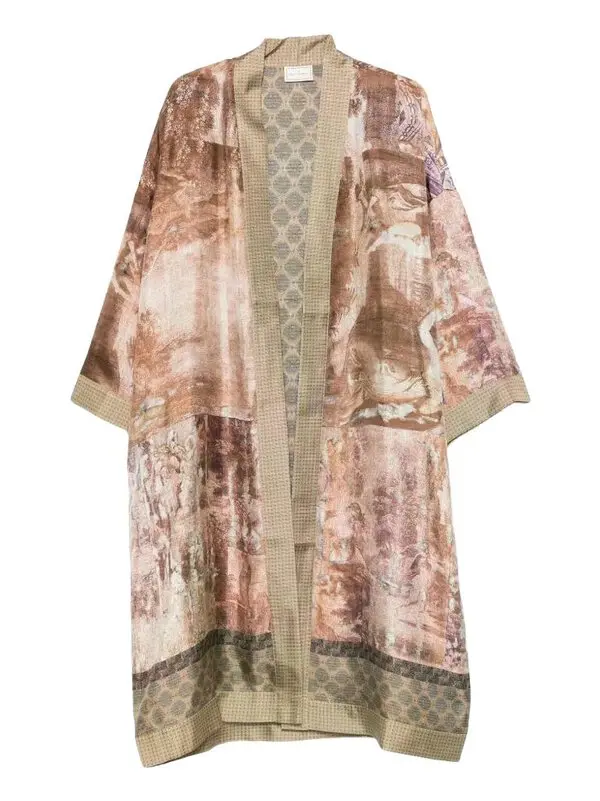 PIERRE-LOUIS MASCIA Printed Kimono - Brown