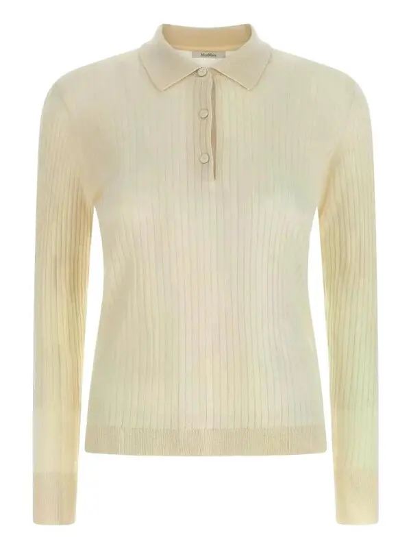 Max Mara Ribbed Button Polo Top - Neutrals