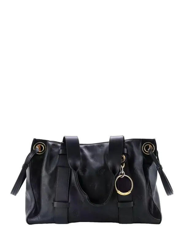 Chloé Tao Zipped Little Horses Embroidered Leather Medium Tote Bag - Black