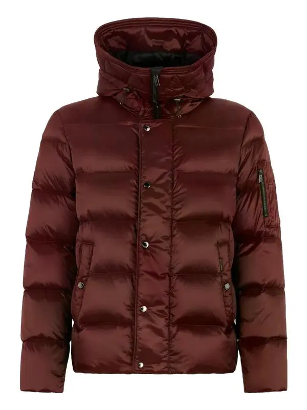 MOORER Padded Jacket With Detachable Hood - Red