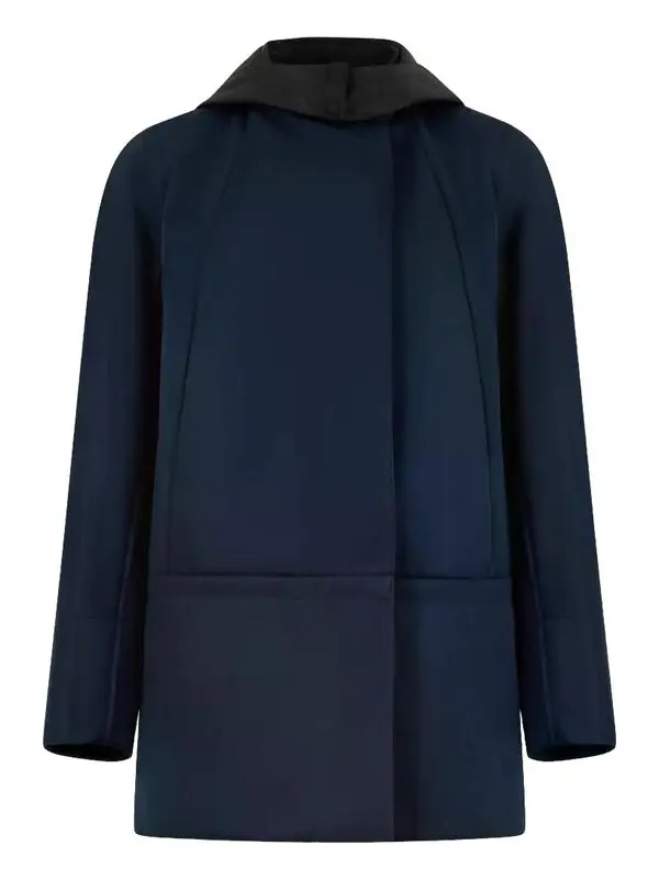 MOORER Hooded Double-breasted Coat - Blue