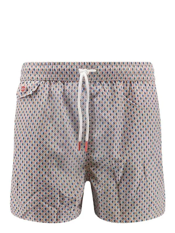 Kiton Geometric-print Swim Shorts - Red