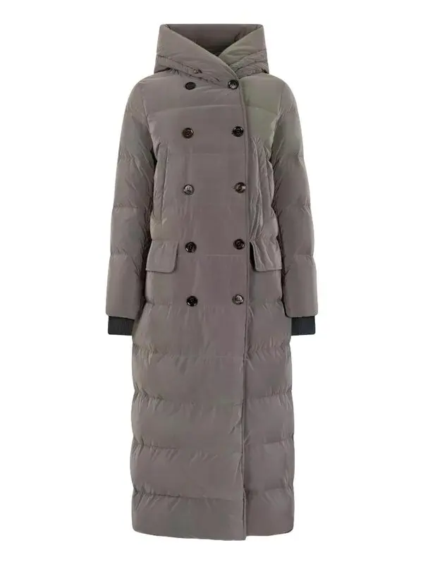MOORER Padded Double-breasted Hooded Coat - Grey