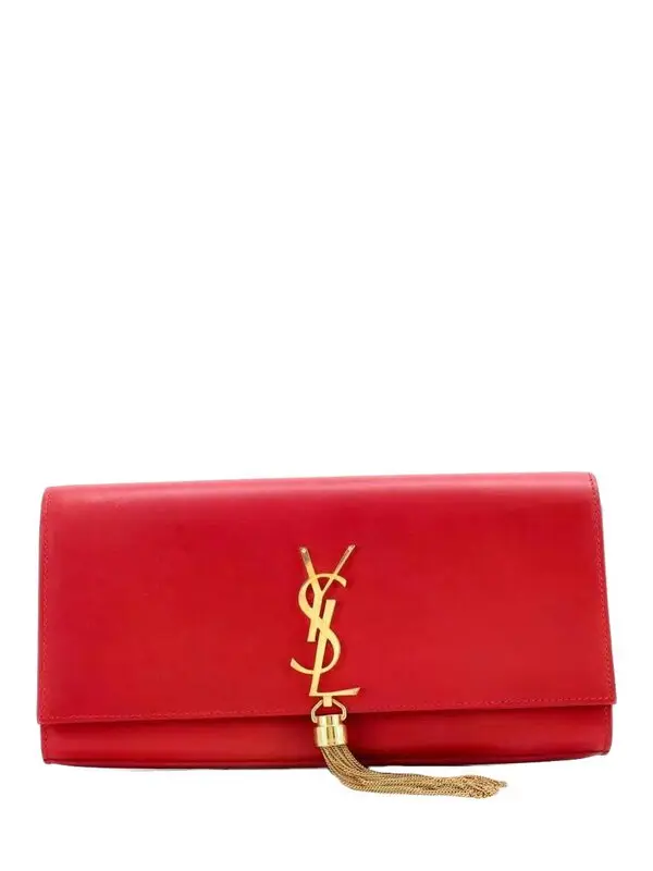 Saint Laurent Classic Monogram Tassel Long Clutch - Red